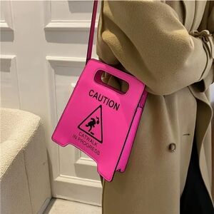 Bags | Trendy Caution Sign Handbag | Poshmark